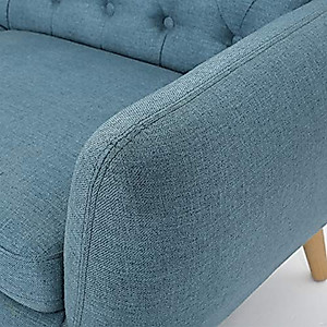 Christopher Knight Home Bernice Mid-Century Modern Tufted Fabric Sofa, Blue / Natural
