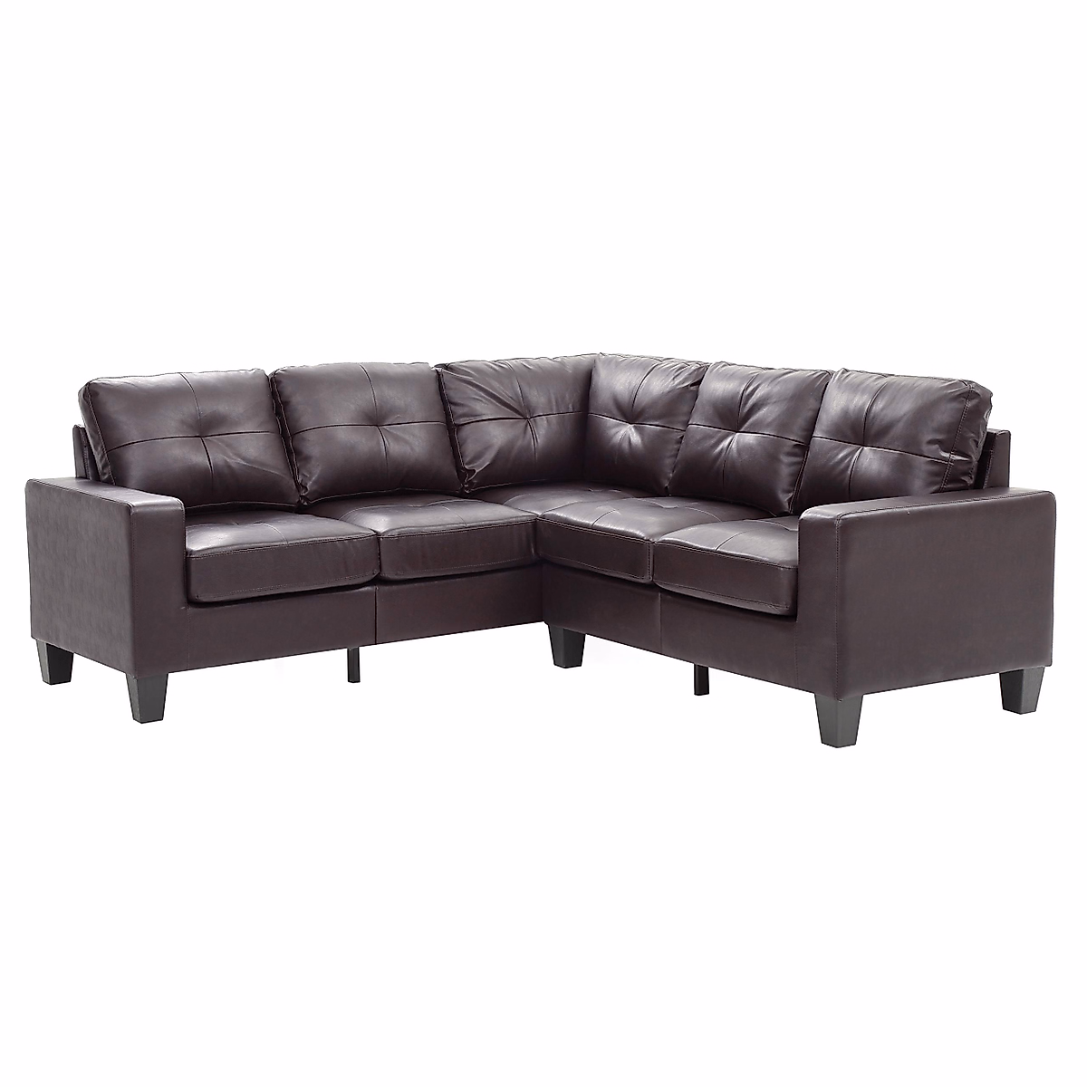 Glory Furniture Newbury KD Sectional, Dark Brown. Living Room Furniture 35" H x 82" W x 32" D