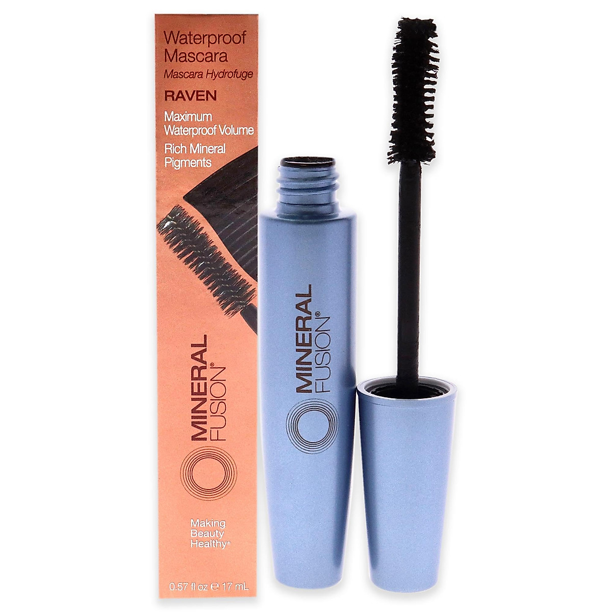Mineral Fusion Waterproof Mascara, (Packaging May Vary), Raven, 0.57 Oz