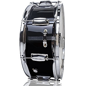 GRIFFIN Snare Drum | Poplar Wood Shell 14" x 5.5" with Black PVC & Coated Head | Acoustic Marching Percussion Musical Instrument Set with Drummers Key, 8 Metal Tuning Lugs & Snare Strainer Throw Off
