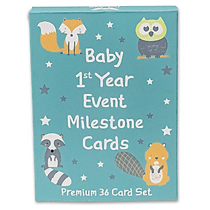 GroWings | Baby Milestone Cards 36 Cards Set | Baby Monthly Milestone Cards for Newborn Baby Boy or Baby Girl | Cleanable Milestone Cards