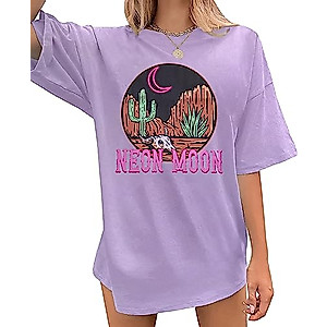 Women's Oversized T Shirts Neon Moon Shirts Classic Country Cowgirl T-Shirt Music Vintage Graphic Tee Tops