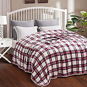 ielevations 120×120 Inches Checked Blanket 10' x 10' Extra Large Throw Blanket Big Blanket Soft Light Smooth Stewart Tartan Plaid Flannel Blanket for Family and Friends