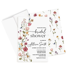 All Ewired Up Bridal Shower Invitations and Envelopes, Colorful Floral Boho Wildflower Invitation Card, Wedding, Party, Decorations, Wild Flower Personalized