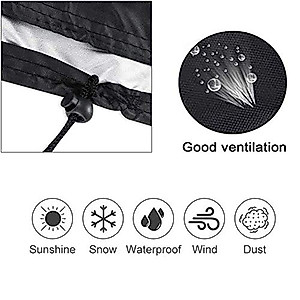 QIAOH Garden Furniture Covers Round 128x38in, Garden Table Cover, 420D Heavy Duty Protection Waterproof Windproof Weatherproof & Anti-UV Outdoor Patio Circular Table Cover, Patio Furniture Cover