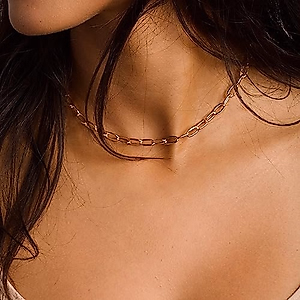 Yesteel Gold Paperclip Chain Necklaces for Women - 14K Gold Plated Paperclip Chain Necklace for Women Dainty Paper Clip Link Chain Necklaces Jewelry Gifts Necklaces for Women Trendy