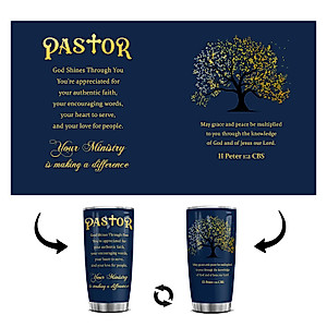 FROOBLEQUIRK 20 Oz Tumbler for Men, Ministry Appreciation, Retirement, Youth Pastor Birthday Christmas Cup Mug, Religious Scripture, Baptism Christian, Pastoral Gift