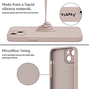 MCFANCE Silicone Magnetic Case for iPhone 13 Magsafe Case Silicone Phone Case with Microfiber Lining for iPhone 13 6.1 inch 2021, Pinksand