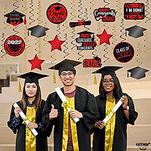 45 Pieces, Red Graduation Hanging Decorations - Large Cutout, No DIY | Graduation Swirls, Red and Black Graduation Decorations 2022, Graduation Hanging Swirls Decorations, Graduation Party Decorations