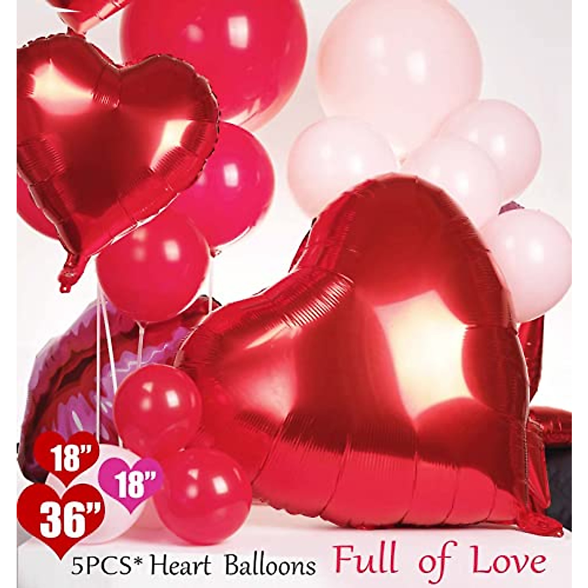 Pink and Red Balloon Garland kit 125PCS Valentines Day Balloon Arch with Heart Shape Balloons and Lip Starburst Balloons For Valentines decorations Girl birthday Party Lady Nignt Proposal engagement supplies