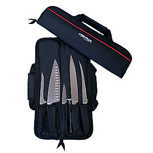Ergo Chef, Black 5-Pocket Padded Chef's Knife Roll Bag, Bifold