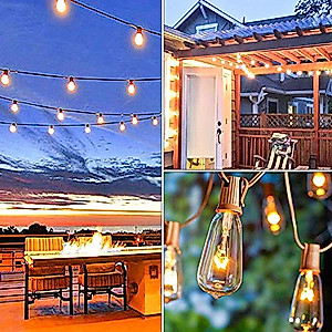 Abeja 10-Pack Edison Light Bulbs, ST40 Clear Edison Light Bulbs, 7 Watt/ E17 Screw Base ST40 Vintage Replacement Light Bulbs for Outdoor Patio ST40 String Lights, Warm White