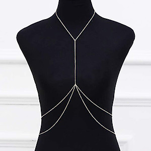 Chicque Sexy Body Chain Silver Harness Bikini Body Jewelry Layered Belly Waist Chain Party Body Accessory for Women and Girls