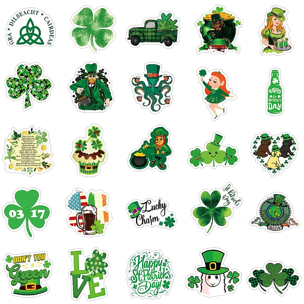 50 PCS St Patrick's Day Stickers,Vinyl Waterproof Aesthetic Stickers for Water Bottle,Laptop,Phone,Patrick's Day Decorations Party Home Supplies,for Teens Girls Kids Gift
