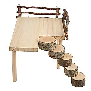 Hamster Exercise Ladder Climbing Platform Hamster Climbing Platform Multipurpose Hamster Platform 2 Layer Wooden Hamster Playing Activity Platform for Small Pets Hamster