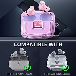 [Upgrade Secure Lock] Beats Studio Buds Case(2021)/Beats Studio Buds+Case(2023), TPU Anti-Lost Protective Case Cover for Beats Studio Buds Plus with Accessories Keychain/Cleaning Pen/Lanyard