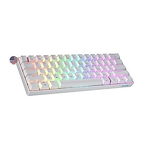 Geeky GK61 60% | Hot Swappable Mechanical Gaming Keyboard | 61 Keys Multi Color RGB LED Backlit for PC/Mac Gamer | ANSI US American Layout (White, Mechanical Red)
