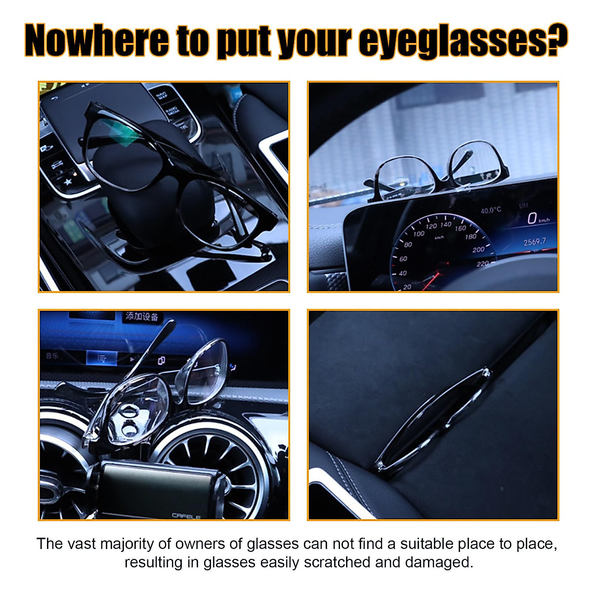 Kewucn Sunglass Holder for Car Visor, Metal US Flag Eyeglasses Hanger Mount, Multi-Function Ticket Card Clip, Personality Vehicle Organizer Accessories for Different Size Eyeglasses (Black+Grey, Flag)