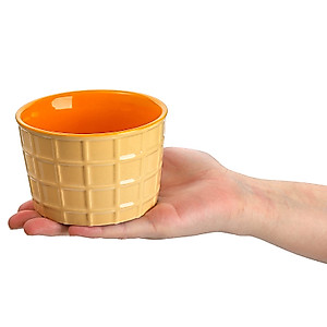 Elsjoy Set of 6 Ceramic Ice Cream Cups, 9 Oz Porcelain Dessert Bowl Reusable Sundae Cups, Mini Ice Cream Bowls for Pudding, Yogurt, Souffle