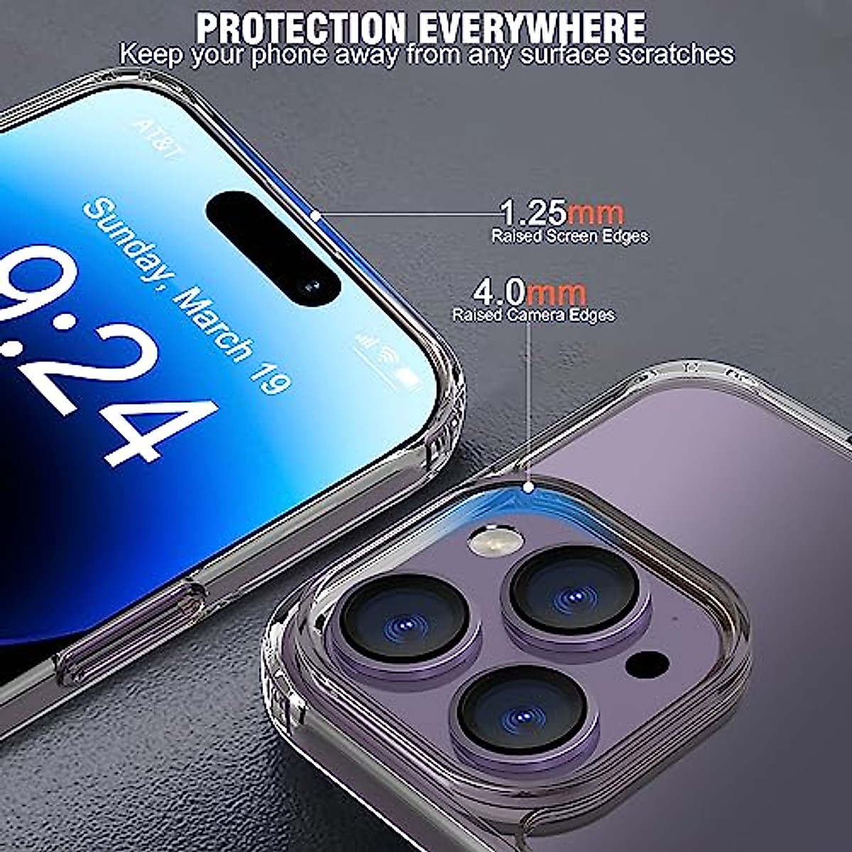 PTz Worlds - Case Compatible with iPhone 14 Pro Max 6.7”, Crystal Clear, Ultra Slim & Sleek, Shockproof, Anti-Yellowing, Anti Scratch, Non Slip, Military Grade Drop Protection