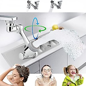 Faucet Extender 1080°Swivel Faucet Aerator Swivel Extender Faucet Pure Copper Rotatable Multifunctional Extension Faucet Universal Splash Filter Faucet for Eye and Gargle Portable Washing