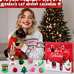 Cat Advent Calendar 2024, Christmas Countdown Calendar for Kitten with 24pcs Assorted Cat Christmas Toys Variety Pack Kitten Interactive Play Xmas Gifts