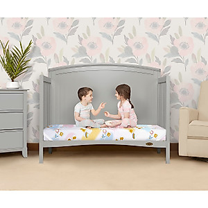 Dream On Me Asheville 4” Firm Fiber Crib and Toddler Mattress, Waterproof, GreenGuard Gold Certified, Dual-Sided , White Embossed Cover, Lightweight Reversible Design