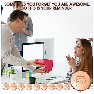 Roowest 10 Pcs Inspirational Compact Mirror Sometimes You Forget You're Awesome Appreciation Thank You Gifts for Women Employee Coworker Staff Birthday Favor Magnifying Pocket Mirror (Rose Gold)