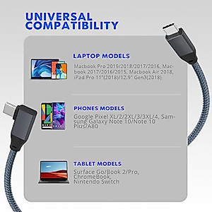 UseBean USB C to USB C Cable 100W 15ft(2 Pack), Right Angle USB 3.2 Gen2x2 20Gbps Data Transfer&PD Fast Charging,4K60Hz Video Monitor Type-C Cord,for MacBook Pro, iPad Pro,Galaxy S24/S23