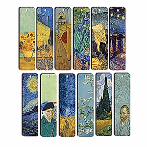 Van Gogh Bookmarks (12-Pack) - Starry Night - Sunflowers - Irises - Art Paintings Bookmarker - Cool Bookmarker for Men and Women - Best Quality Stocking Stuffers