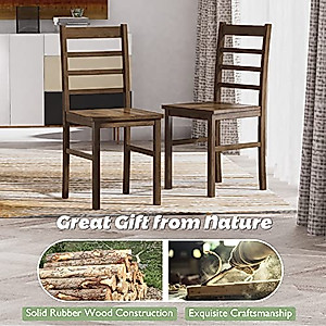 Giantex Dining Chairs Set of 4, Easy to Assemble, Farmhouse Style, Sturdy Wooden Traditional Kitchen Dining Room Chairs, Walnut