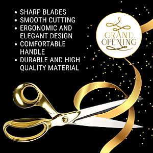 11" Gold Scissors for Grand Opening – Heavy Duty Gold Ribbon Cutting Scissors for Special Events Inaugurations Ceremonies Sharp Stainless Steel Scissors Gold 11 Inch Best Scissors for All Purpose