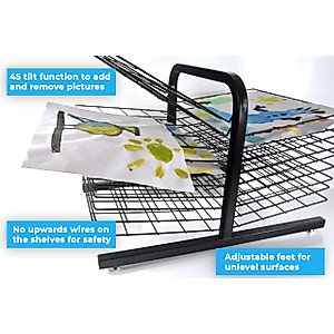 Joymaney Art Drying Rack | Mobile Metal Art Storage Rack with Removable Shelves | Art Organizer for Kids, Art Studio and Tabletop Storage, Craft Room and Desktop (20 Shelves)