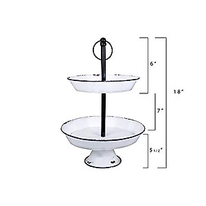 Creative Co-Op DA8538-1 2 Tier White Decorative Metal Tray