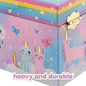 Jewelkeeper Girl's Musical Jewelry Storage Box with Pullout Drawer, Cotton Candy Unicorn Design, The Beautiful Dreamer Tune