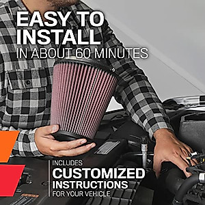 K&N Cold Air Intake Kit: Increase Acceleration & Towing Power, Guaranteed to Increase Horsepower up to 19HP: Compatible with 2.7L, V6, 2015-2019 Ford F150, 63-2593