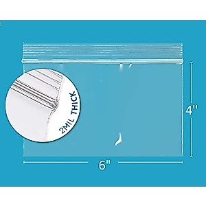GPI - 6" X 4" 500 Count, 2 Mil Clear Reclosable Zip Plastic Poly Bags with Resealable Lock Seal Zipper for Snack, Candy, Nuts, Cookies, Sewing Supplies, Beads.