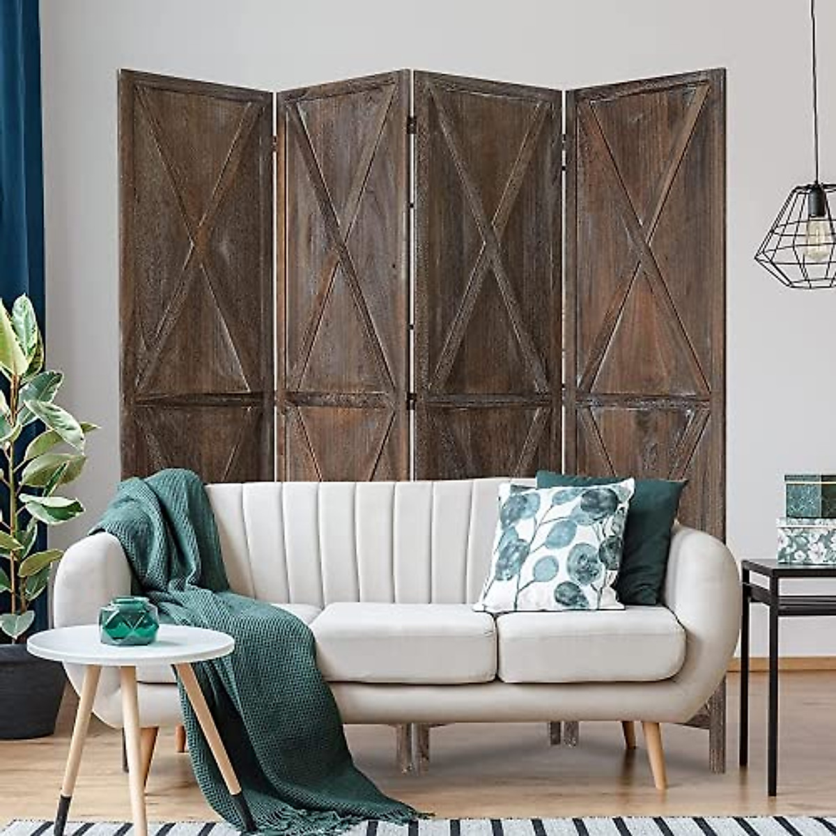 Room Divider Screen Outdoor Privacy Screens - Folding Partition Room Dividers 6ft Tall Portable Freestanding Privacy Screen W-Shaped Design for Home Office, 4 Panels