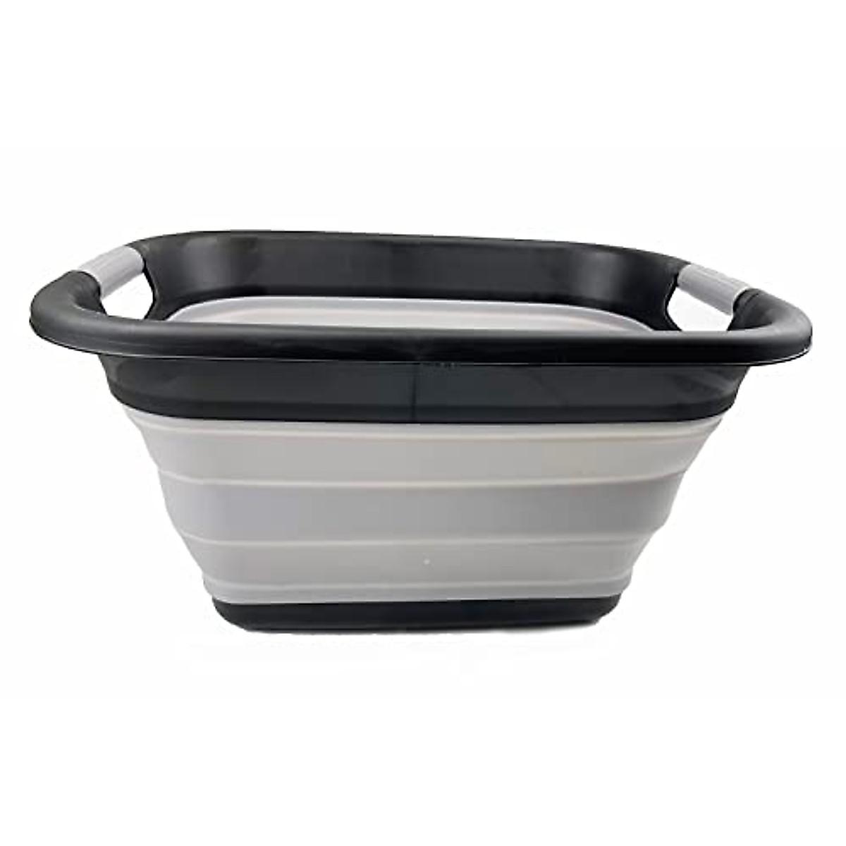 SAMMART 25L (6.6 Gallon) Collapsible Laundry Basket/Tub - Foldable Storage Container/Organizer, Water Capacity: 20L (Black/Alloy Grey)