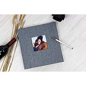 potricher Large Photo Album Self Adhesive 3x5 4x6 5x7 8x10 Pictures Linen Cover 40 Blank Pages Magnetic DIY Scrapbook Album with A Metallic Pen (Gray)