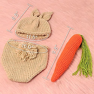 Newborn Photography Props Rabbit Outfit Baby Photoshoot Props Outfits Bunny Crochet Costume Baby Photo Prop Rabbit Hat Diaper Carrot Set 0-6 Months Baby Bunny Photo Prop for Easter Gift(Rabbit Outfit)