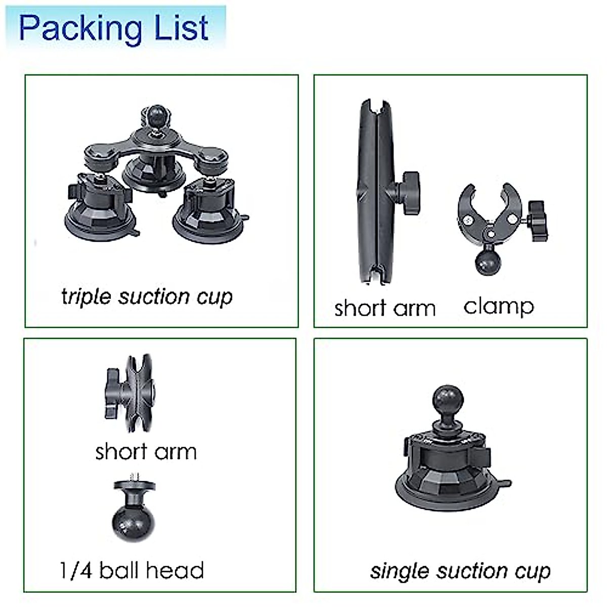 Fotoleey Suction Car Mount for Insta360 x3, x2, One RS Compatible with GoPro Hero 11, Hero 10, Hero 9, Max —Camera Triple Suction Mount Kit for Action Cameras (Stick is Not Included)
