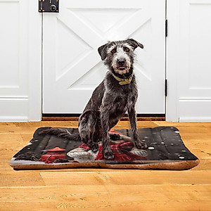 Christmas Snowman Crate Pet Bed, Portable Washable Dog Cat Mat, Soft Comfortable Pet Mattress with Non-Slip Bottom for Dogs Cats Sleeping, 36 x 24 Inch