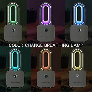 Desk Fan Small Bladeless Personal Fan Quiet Mini Table Fan 12'' Touch Control 4000mAh Rechargeable Portable Fan with 6-Colors LED Ambient Light for Office Home Bedroom Nightstand White