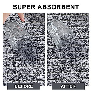 BEQHAUSE Kitchen Rugs and Mats Non Skid Washable Kitchen Floor Mat with TPR Backing 100% Polyester Grey Kitchen Mat Set of 2 Absorbent Runner Rugs for Kitchen 20x30inch/20x48inch