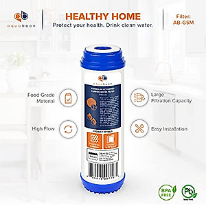 Aquaboon Universal 10 x 2.5 inch Coconut Shell GAC Cartridge | 5 Micron Granular Activated Carbon Water Filter Replacement | Compatible with C-10, WFPFC9001, AP117, GAC-10, FXUTC, D-20A, GAC1, 4 Pack