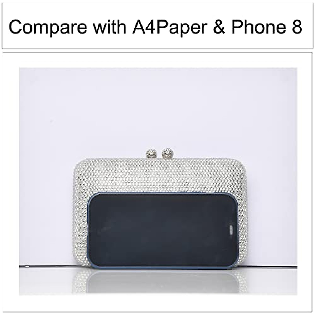 Sparkling Rhinestone Evening Bag Full Crystal Clutch Bag for Women Chic Formal Party Wedding Bridal Promp (Silver)