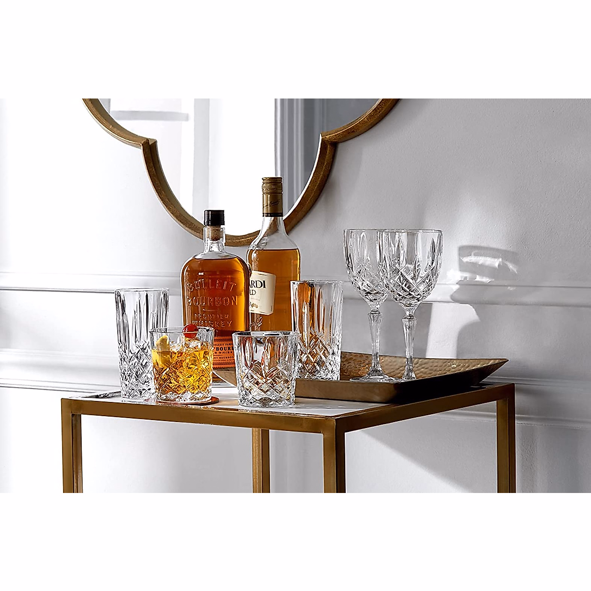 Marquis By Waterford Personalized Markham 11oz DOF Whiskey Glasses, Set of 4 Custom Engraved Crystal Rocks Glasses for Bourbon, Scotch, Rye, Cocktails on the Rocks