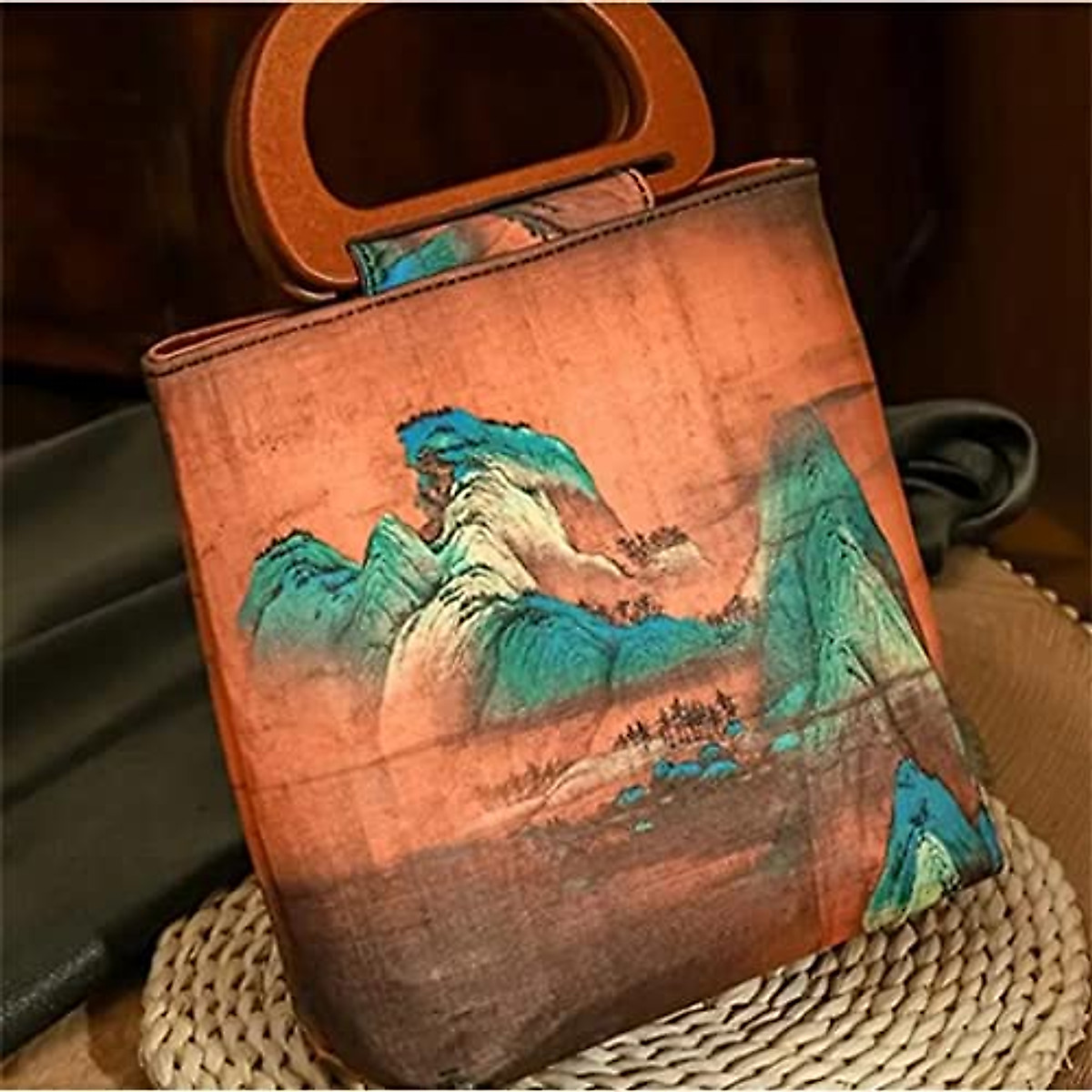 ZLXDP Women's Vintage Handbag National Dinner Handbag Women's Printed Handbag