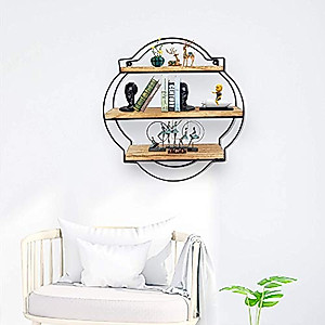 TFER Black Floating Shelves Wall Mounted Hanging Shelf Rustic Farmhouse Shelves for Wall Decor,Storage | Metal Bracket and Reclaimed Natural Wood Shelf for Living Room,Bedroom,Bathroom,Kitchen